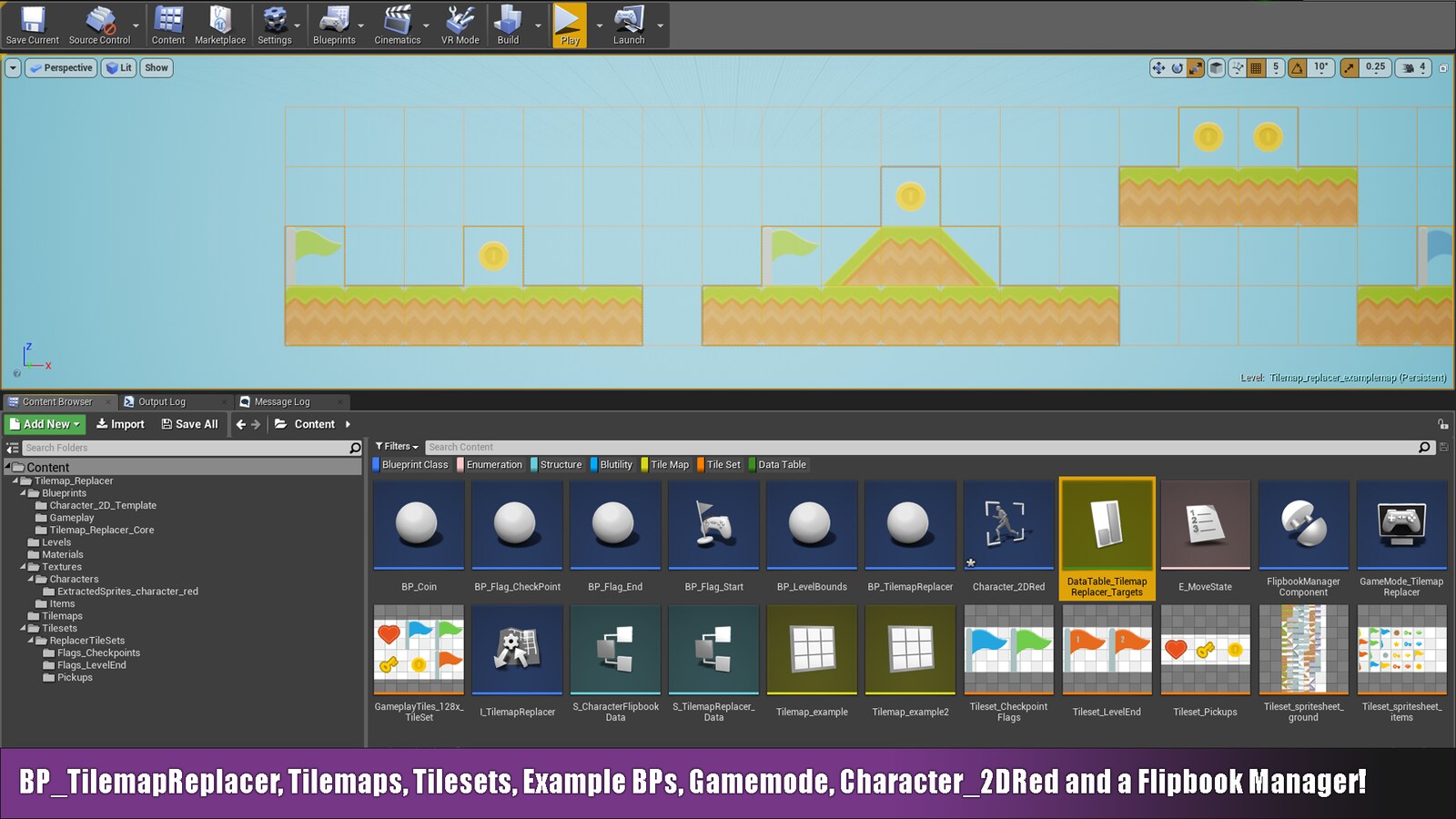 Paper 2d Tile Replacer And Sidescroller Template In Blueprints Ue Marketplace