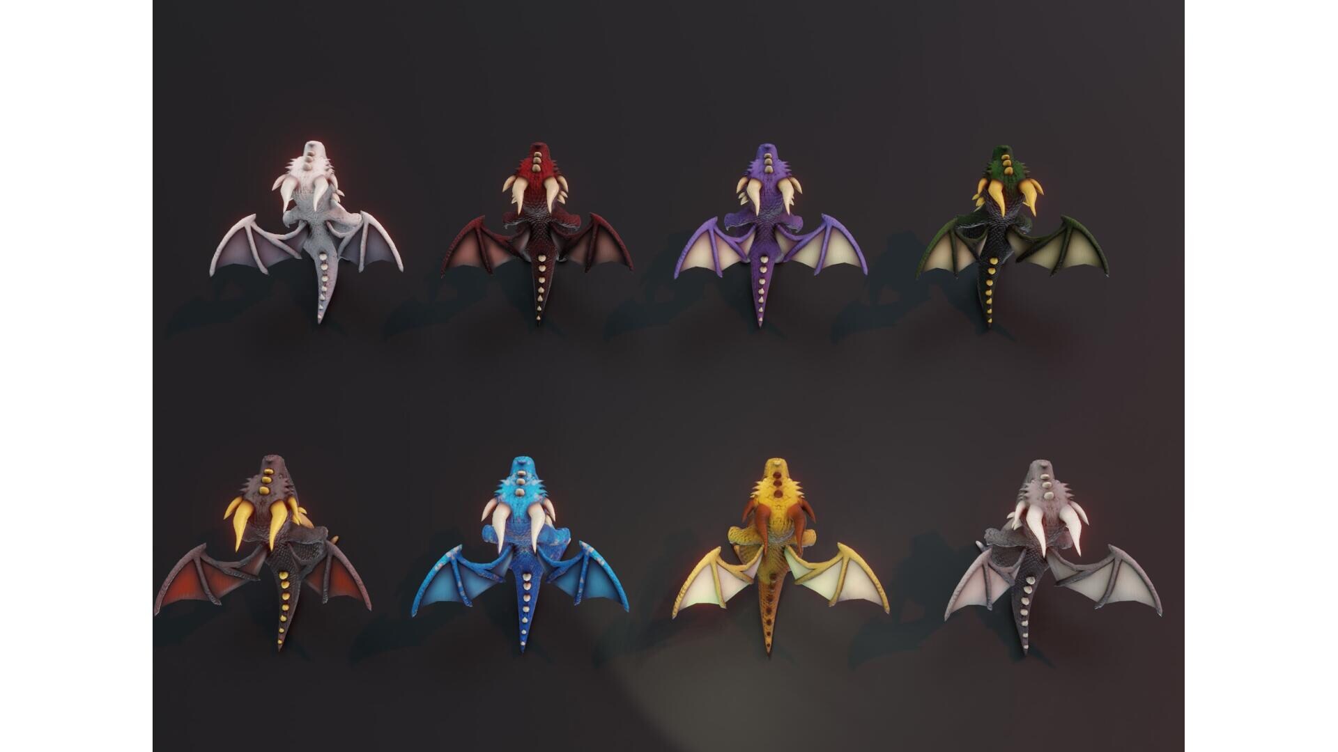Cartoon Chromatic Dragons Animated Low-poly 3D model in Characters - UE ...
