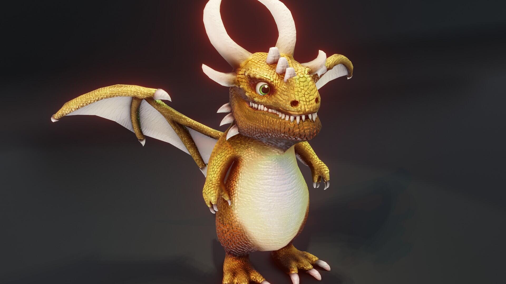 在角色创建的Dragons Pack: Black Dragon & Gold Dragon & Crystal Dragon 3D ...