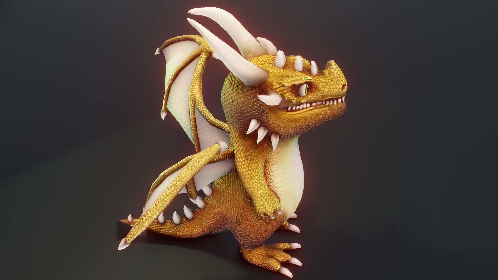 在角色创建的Dragons Pack: Black Dragon & Gold Dragon & Crystal Dragon 3D ...