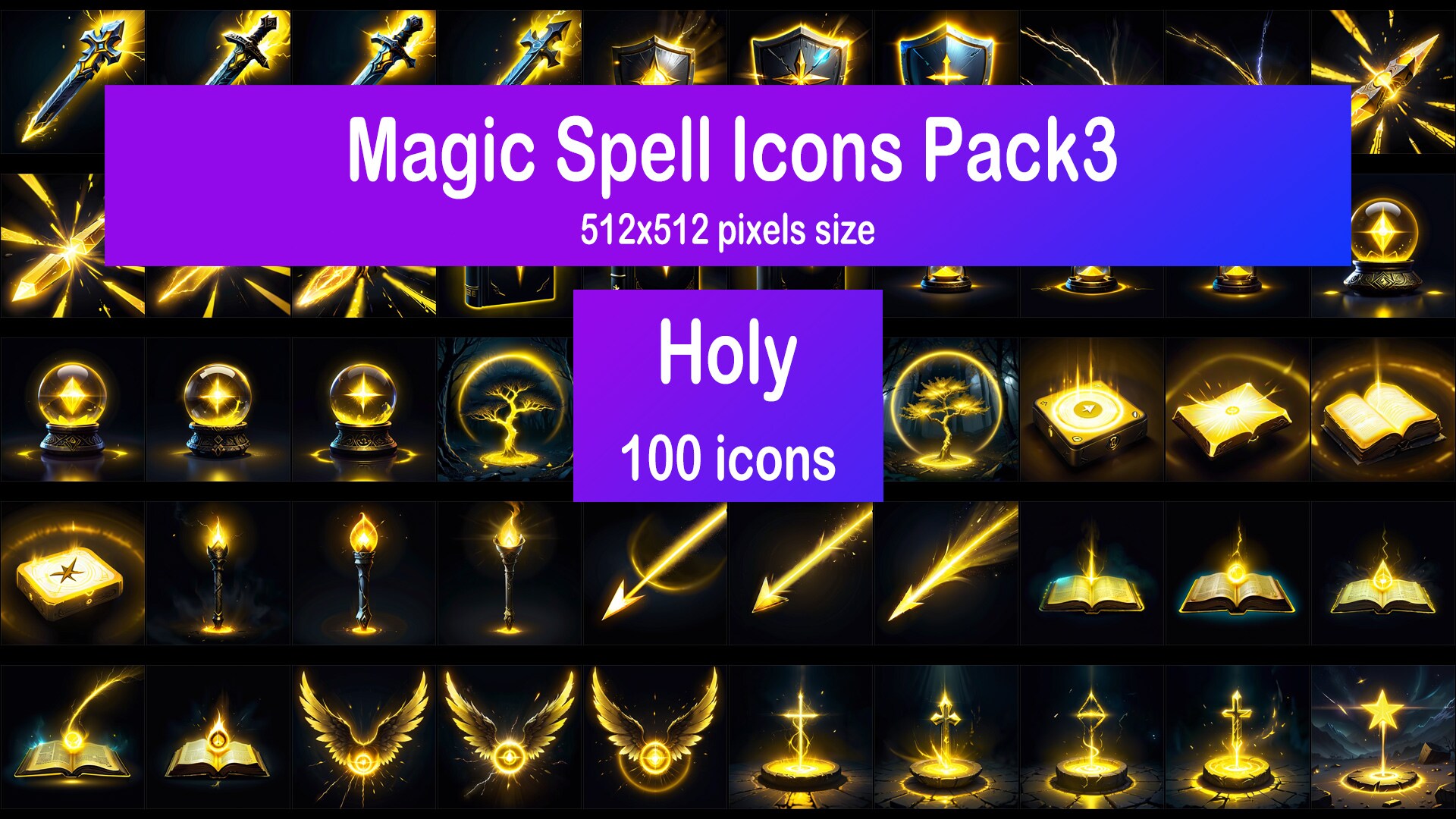 Magic Spell Icons Pack3 - Holy in 2D Assets - UE Marketplace