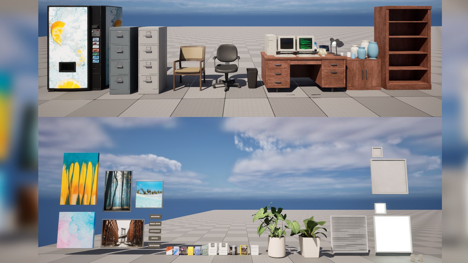 Retro Office Environment: Modular Assets & Props：環境 - UE マーケットプレイス