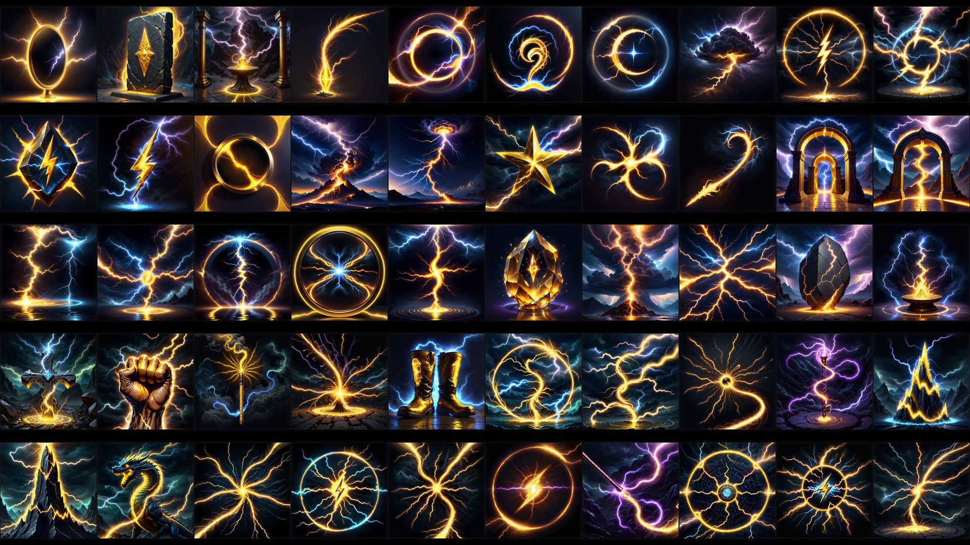 Realistic Magic Spell Icons Pack13 - Thunder in 2D Assets - UE Marketplace