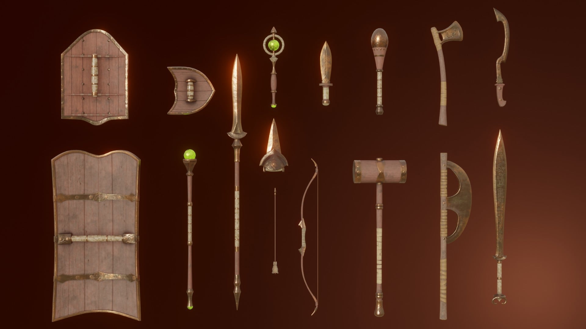 在武器创建的Copper Fantasy Weapon Set - 虚幻引擎商城