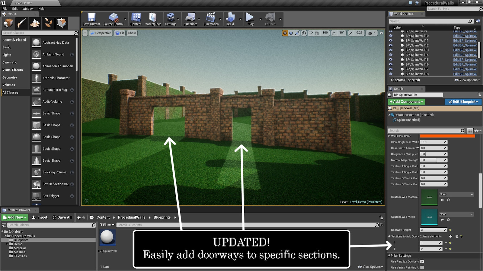 Procedural Spline Walls System By Karl Muller In Blueprints Ue4 Marketplace