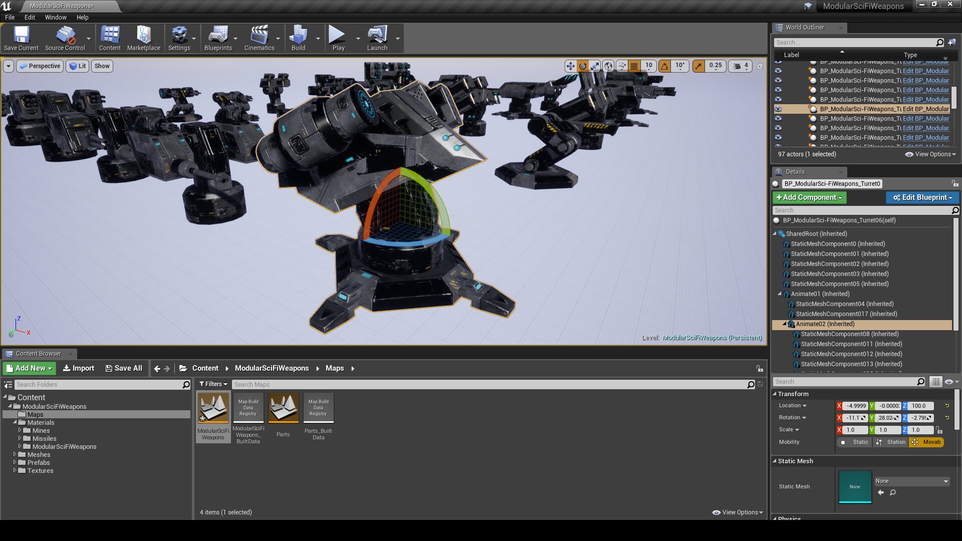 Modular Sci-Fi Weapons in Props - UE Marketplace