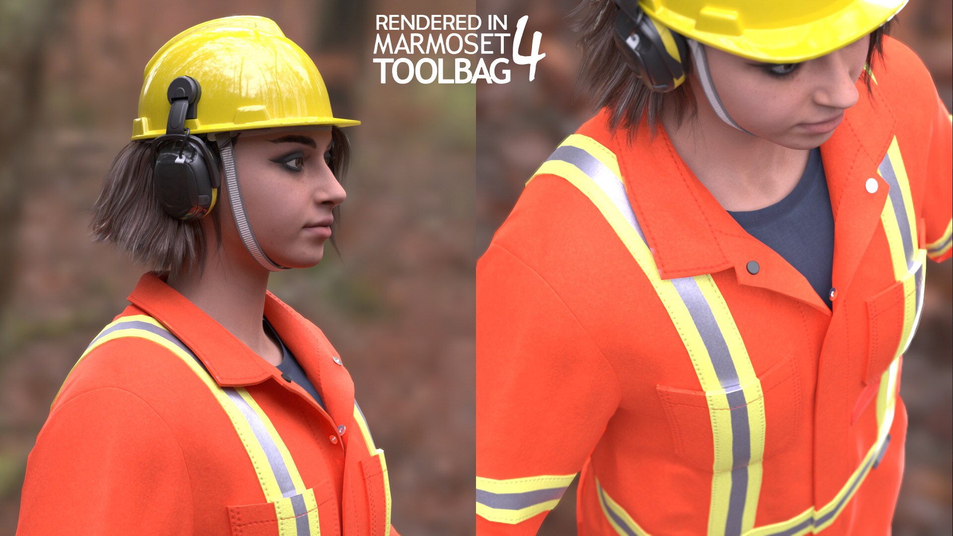 在角色创建的Woman Miner - Modular - Rigged - 虚幻引擎商城