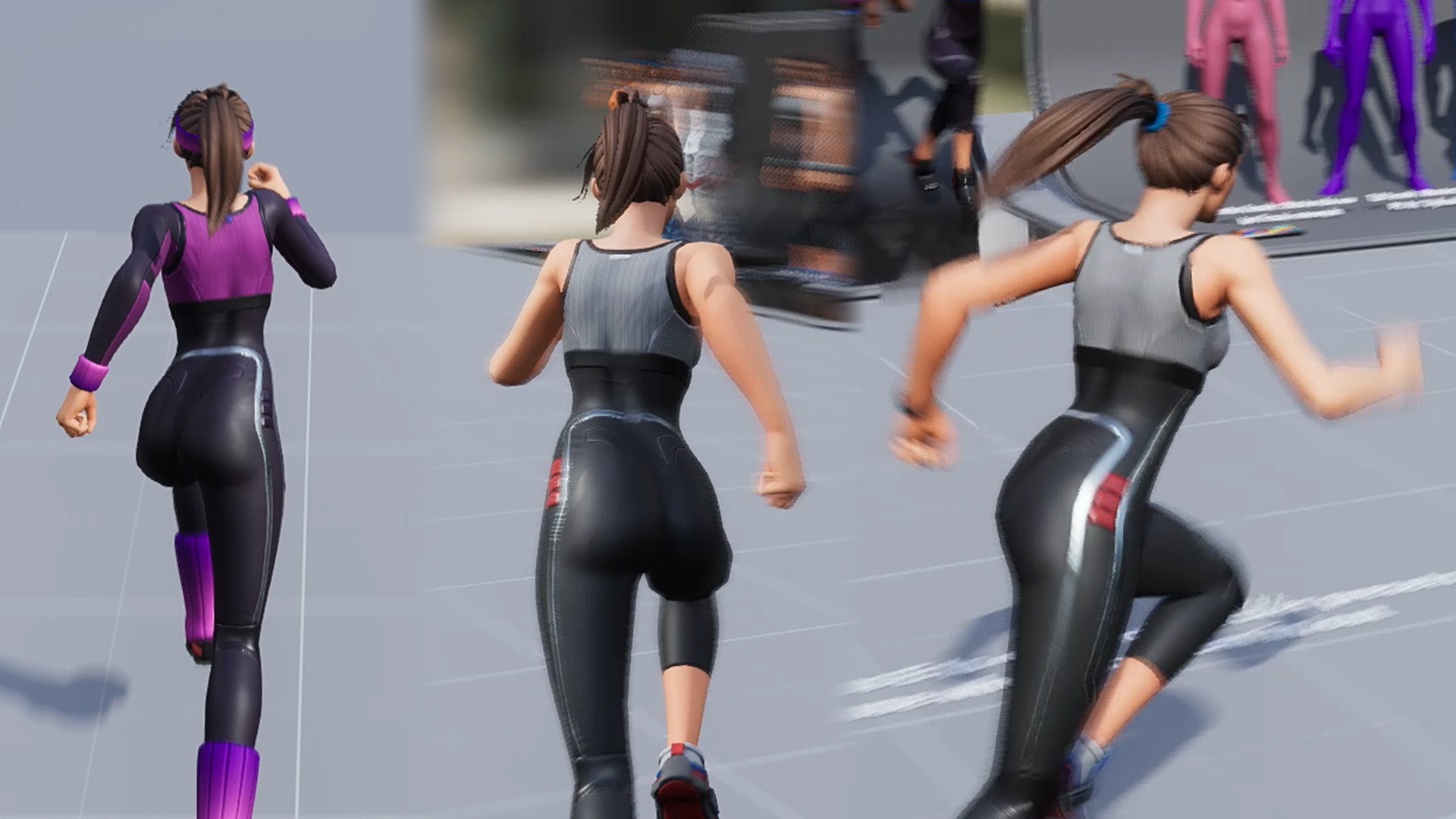 LEAKED GAME ASSETS - Workout set for stylized female male port