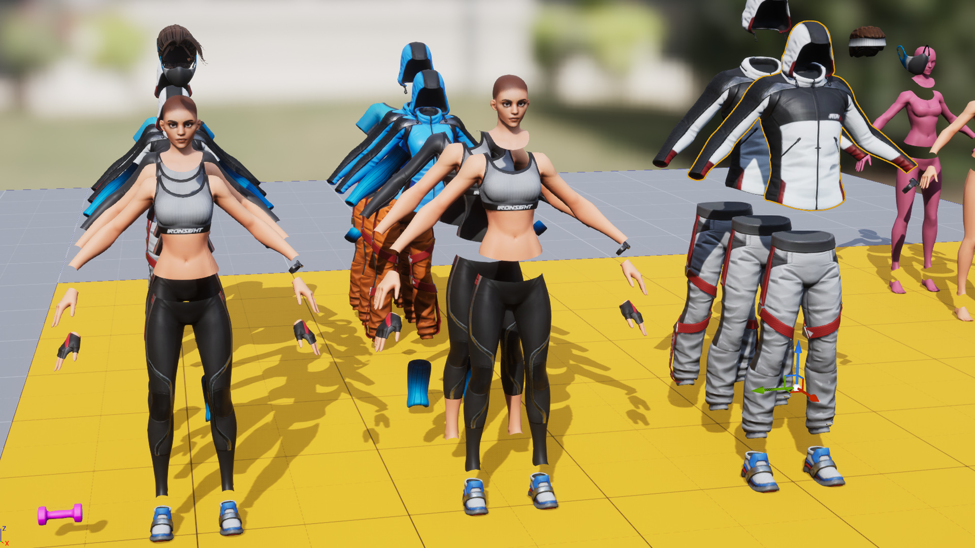 LEAKED GAME ASSETS - Workout set for stylized female male port