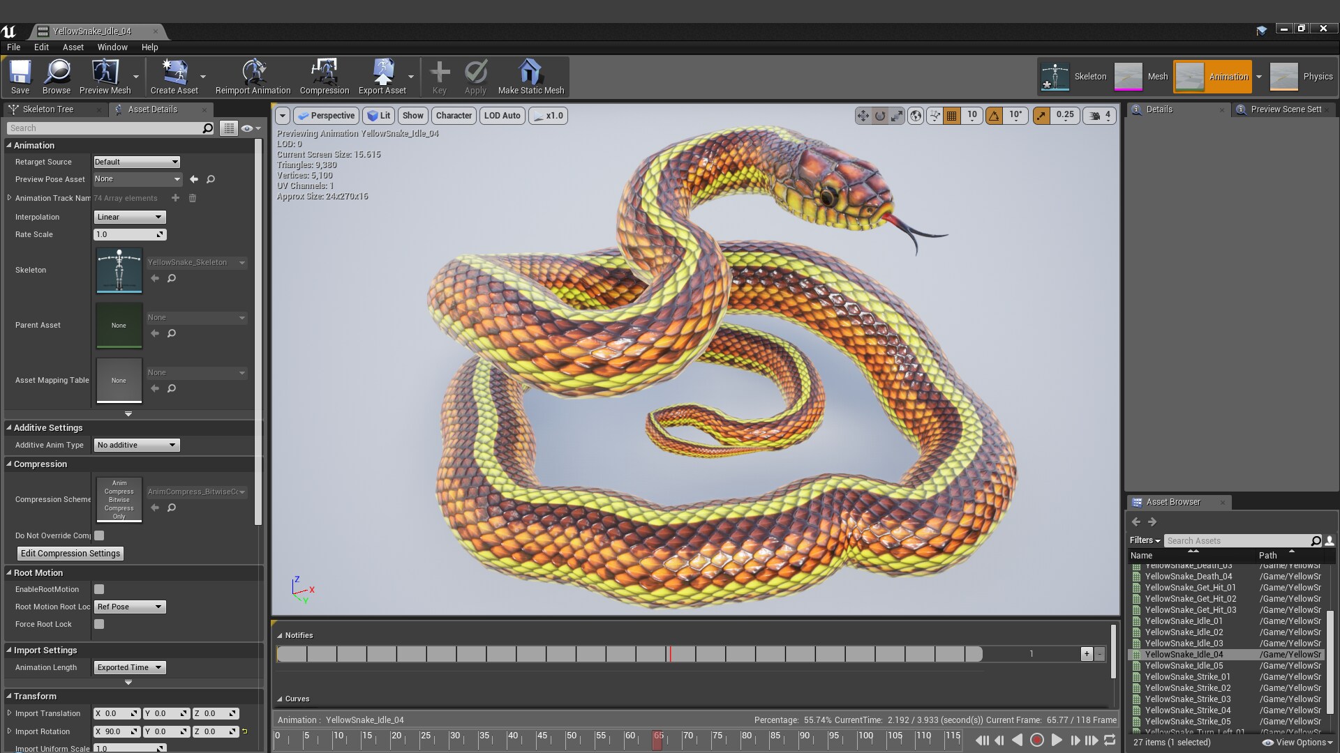 Animated Snakes PBR Volume 2 in Characters - UE Marketplace