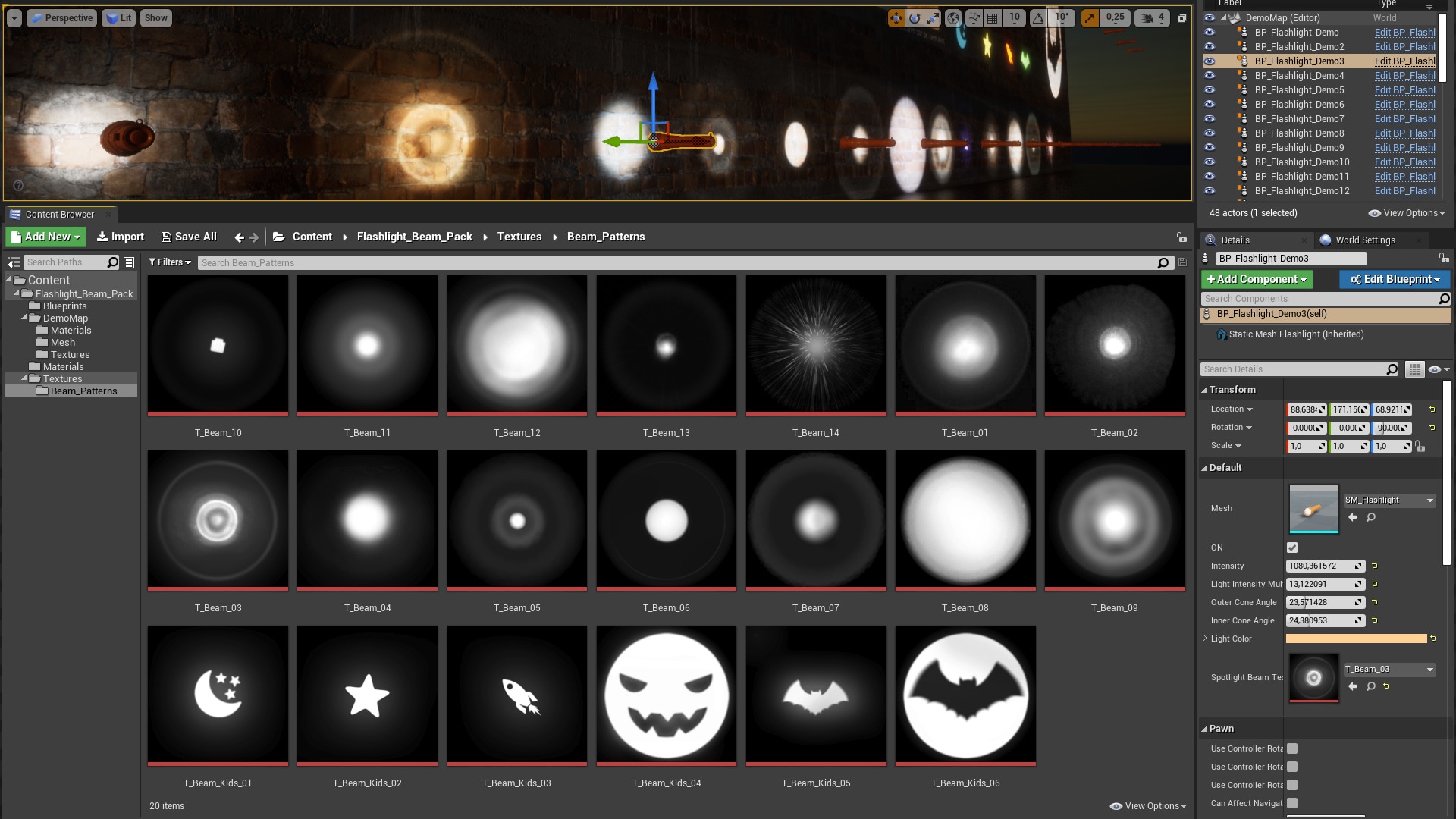 Flashlight Beam Pattern Pack in Visual Effects - UE Marketplace