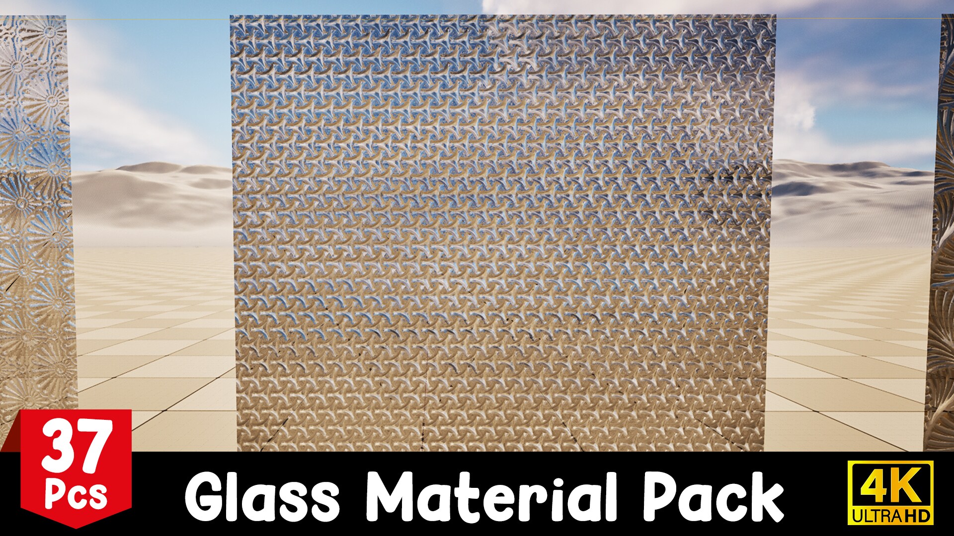 在材质创建的4K Pbr Glass Material Pack - 虚幻引擎商城