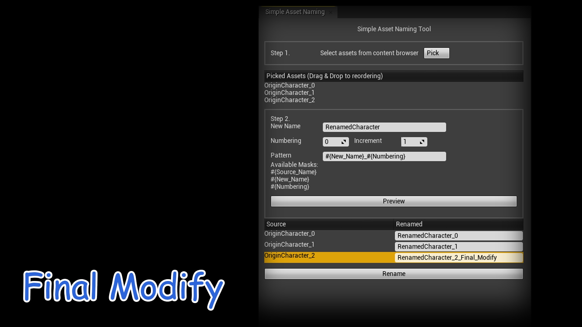 Simple Asset Naming Tool in Code Plugins - UE Marketplace