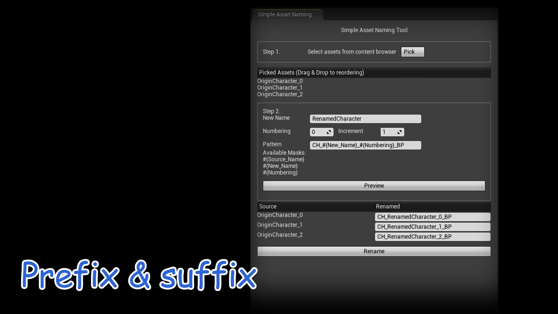 Simple Asset Naming Tool in Code Plugins - UE Marketplace