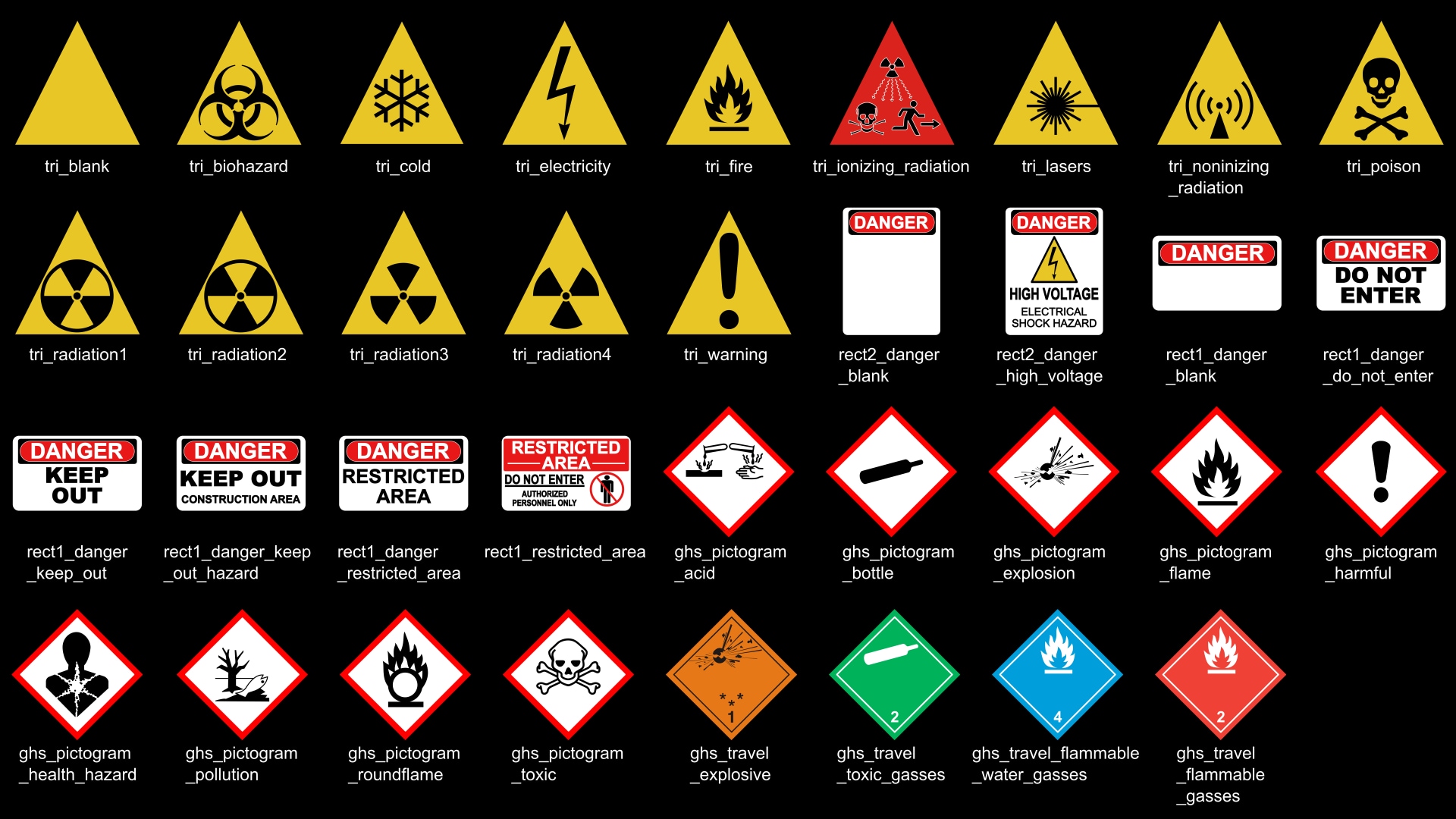 Modern Hazard Signs in 2D Assets - UE Marketplace