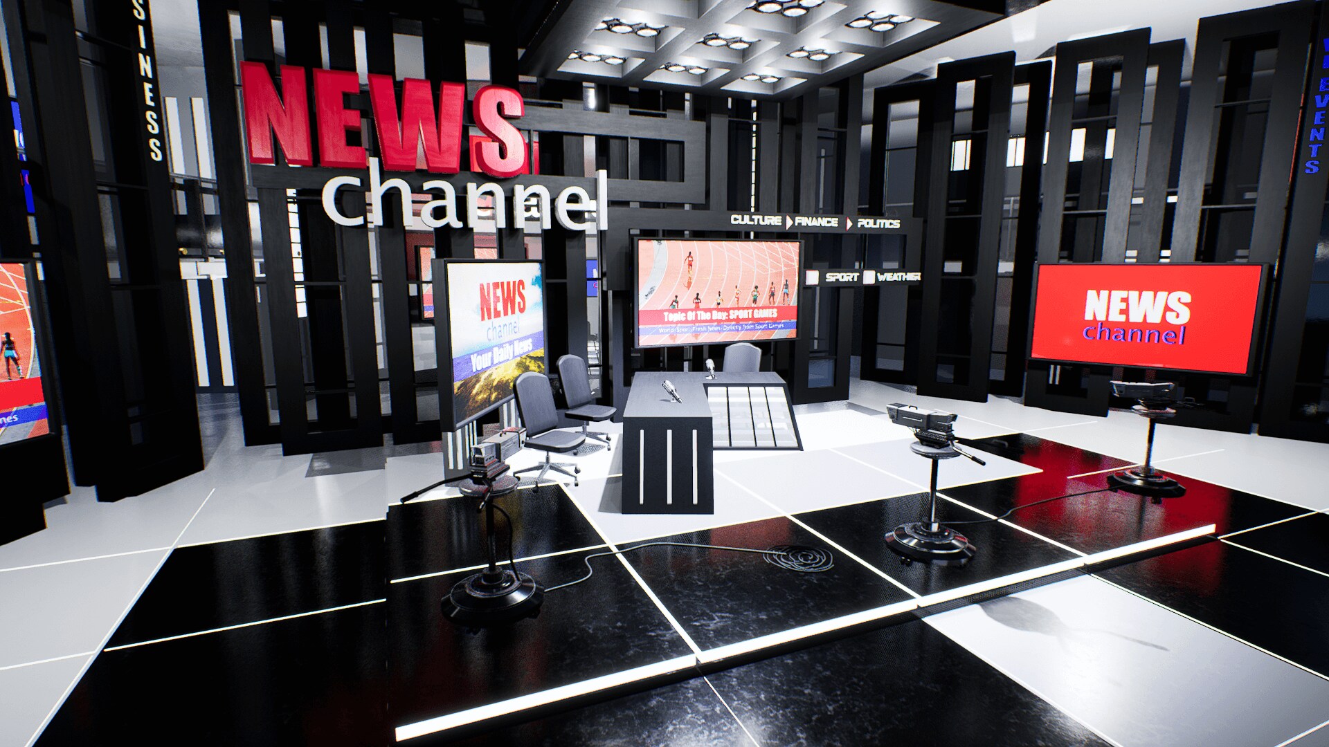 News Channel TV Studio in Props - UE Marketplace