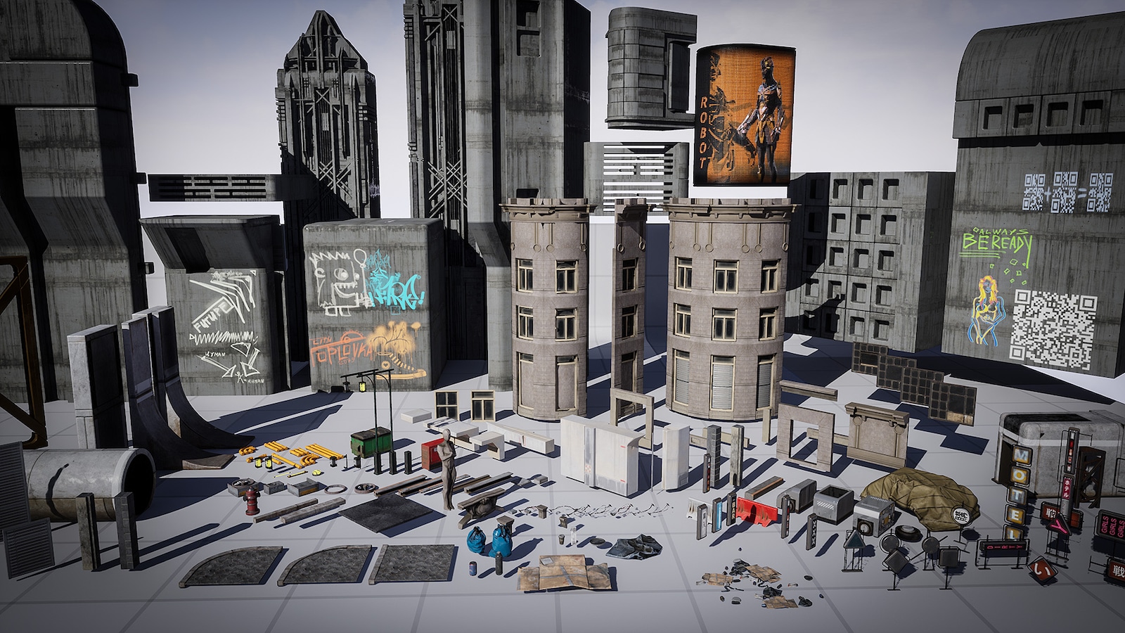 Cyberpunk Environment Kitbash Set in Environments - UE Marketplace