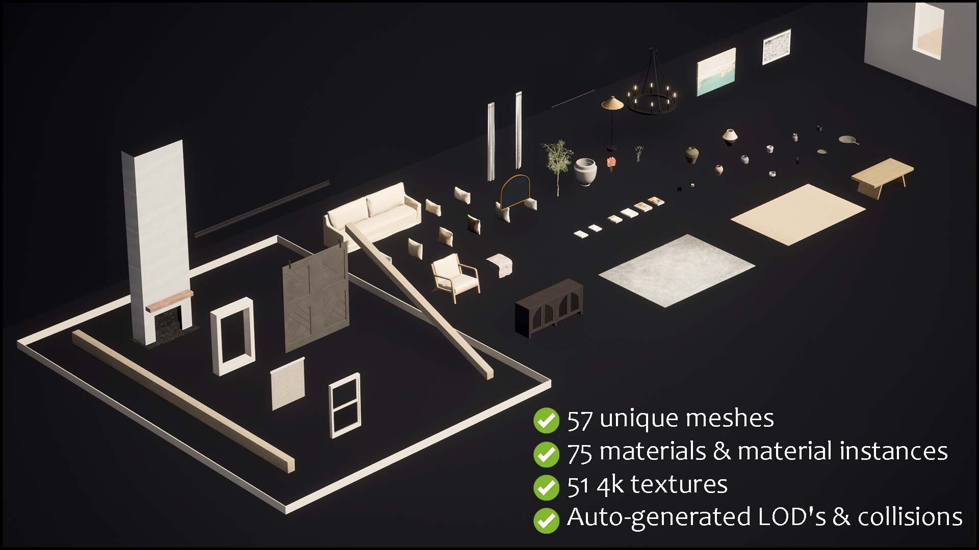 Farmhouse Living Room Furniture Set Assetpack by SONIKPORT in ...