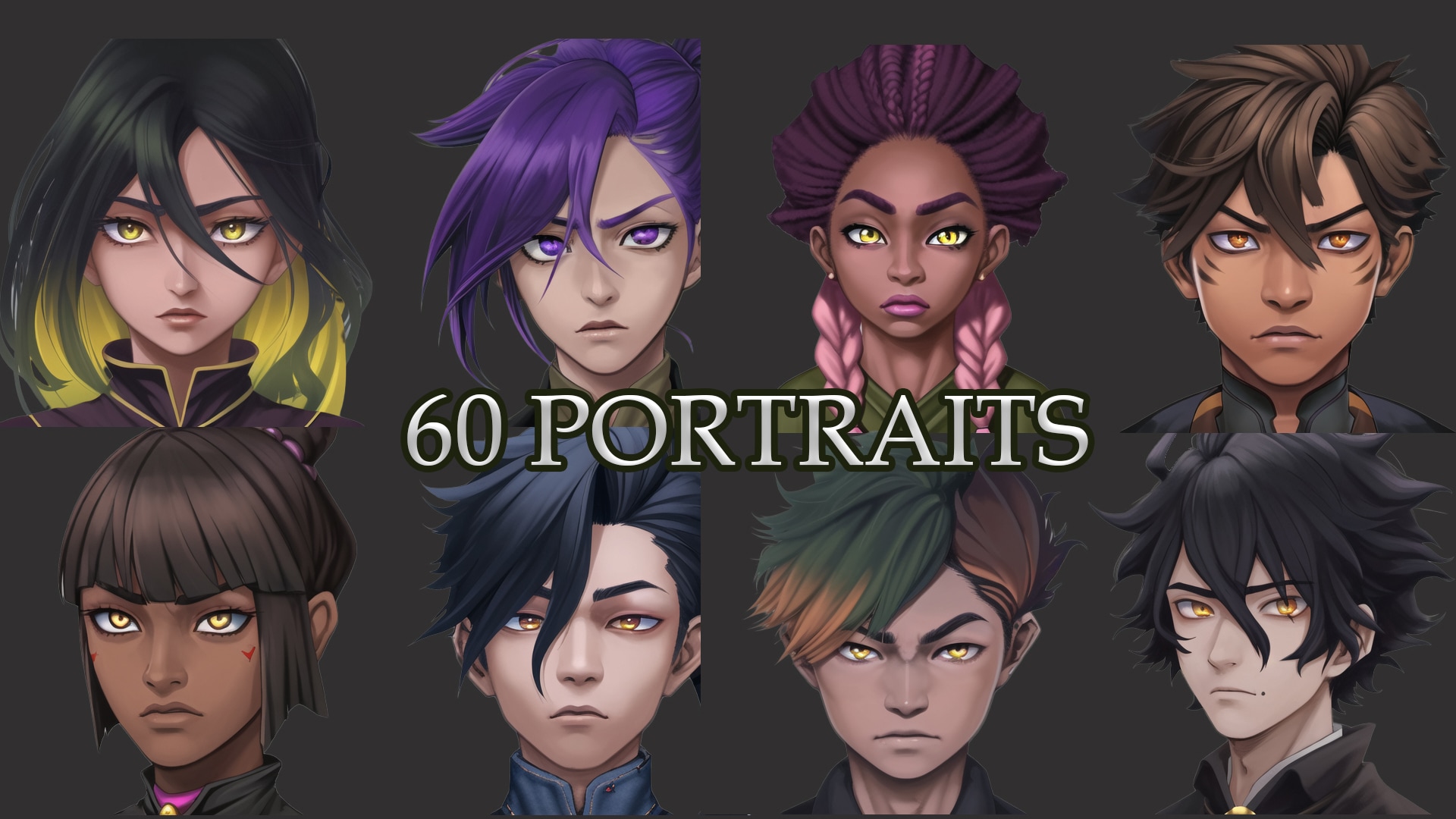 在二维资源创建的60Anime-Like Portraits Pack X - 虚幻引擎商城