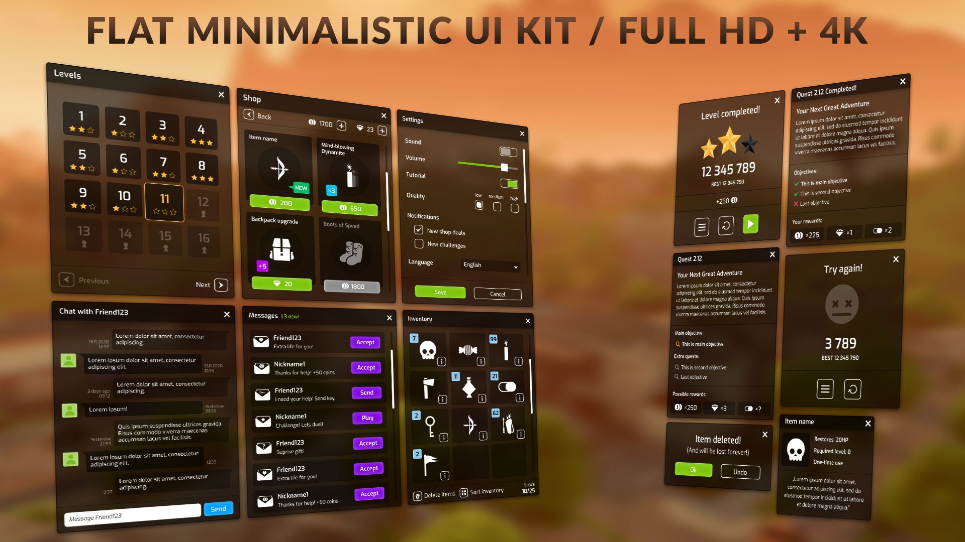 Flat Minimalist GUI / UI KIT in 2D Assets - UE Marketplace