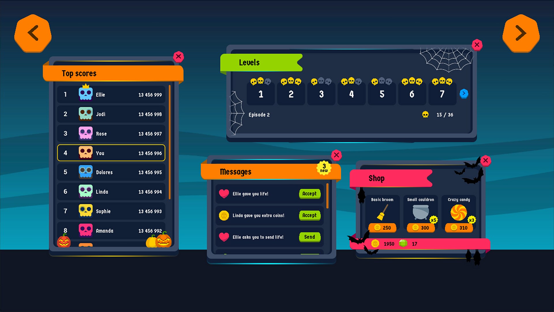Halloween GUI, Spooky UI Kit + editable PSD/AI source files in 2D ...