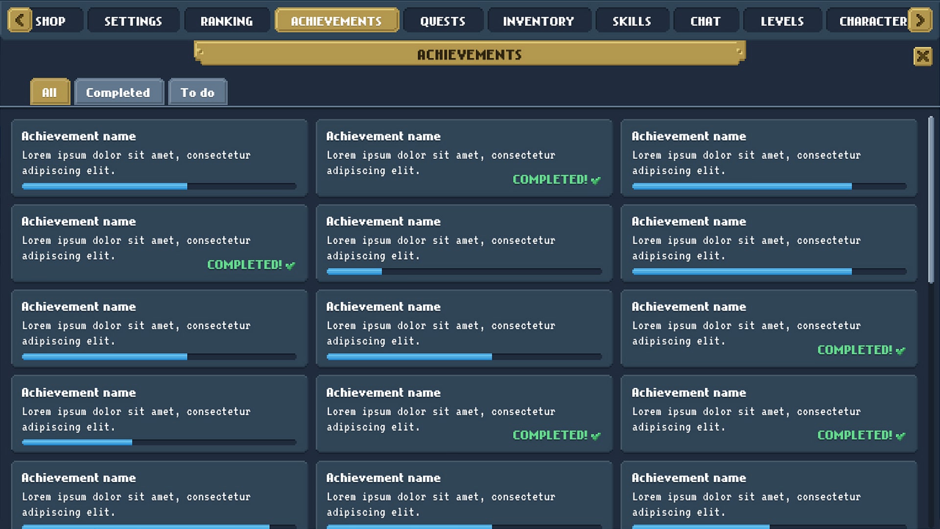 Pixel Art GUI / UI Kit - RPG pack + 132 unique icons + psd, ai sources ...