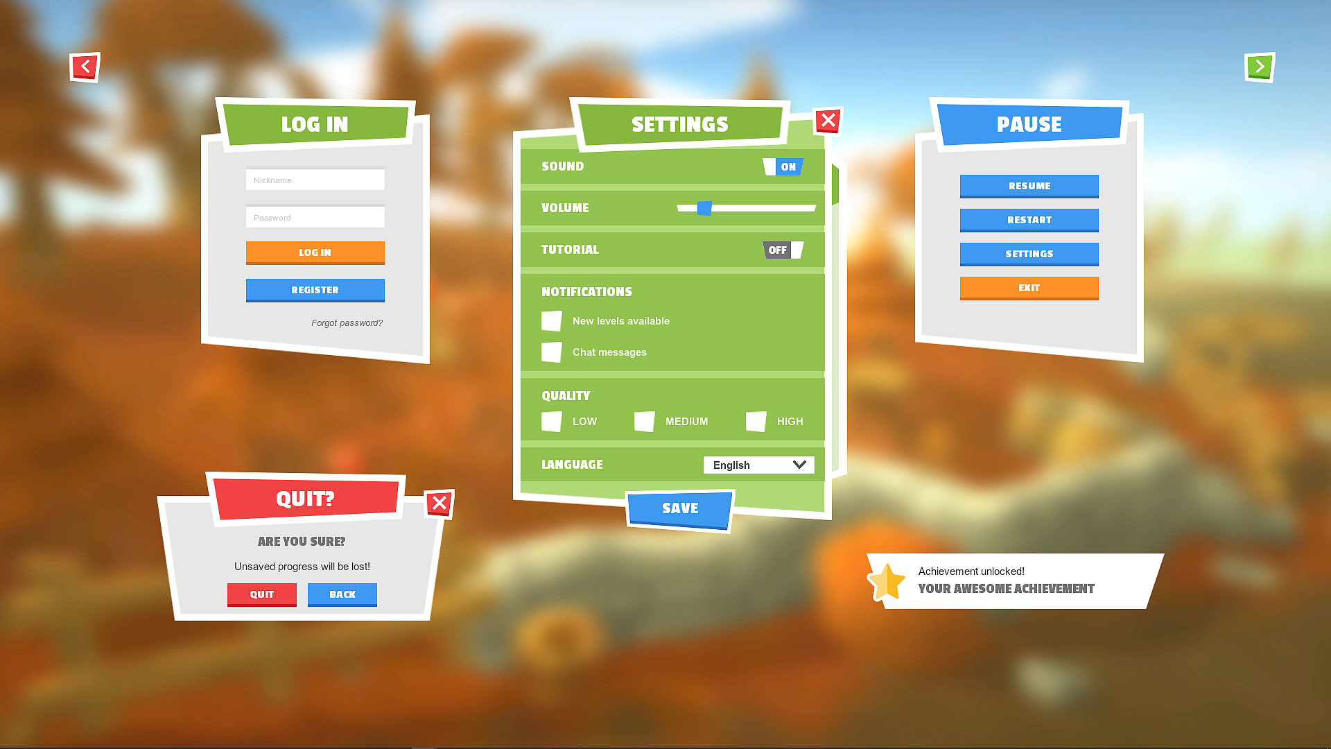 CARTOON, CLEAN GUI / UI KIT + WIDGETS + ICONS + PSD SOURCES