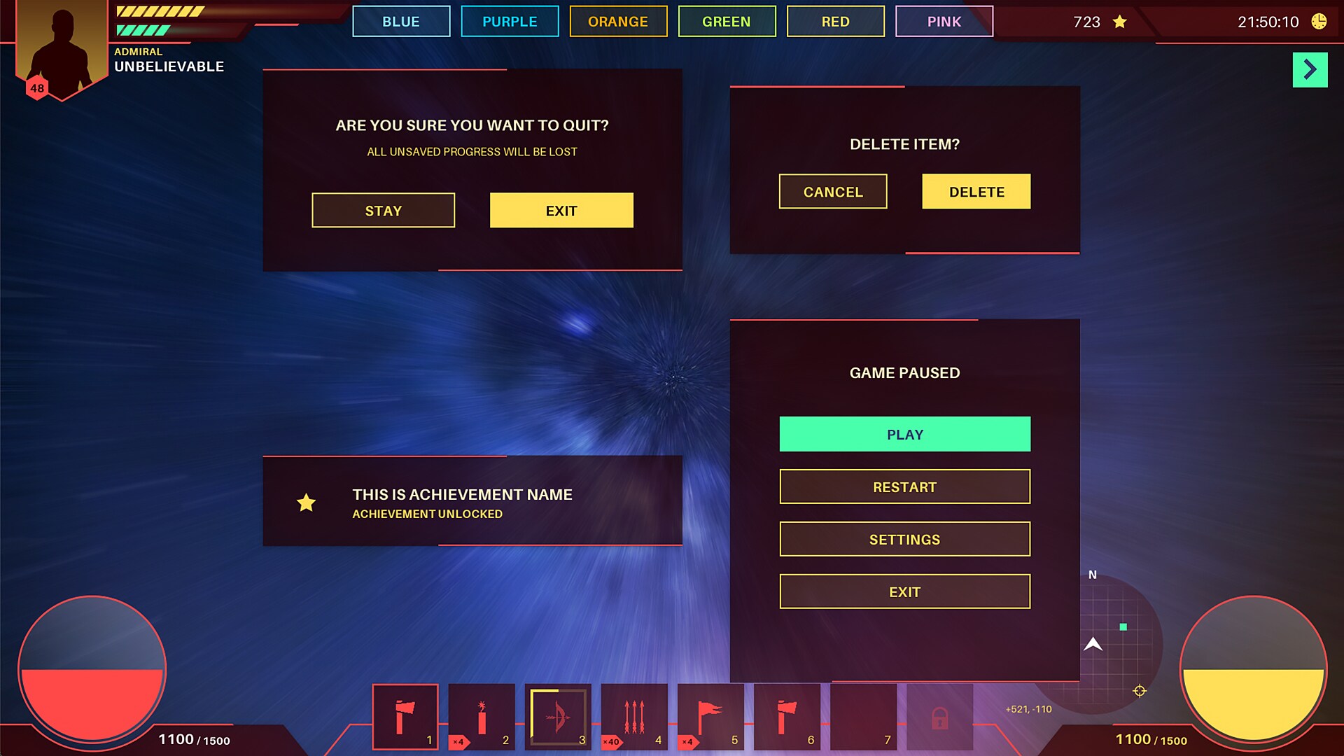 Scifi / Modern flat themed GUI / UI kit - 6 themes + PSD, AI sources：2D ...