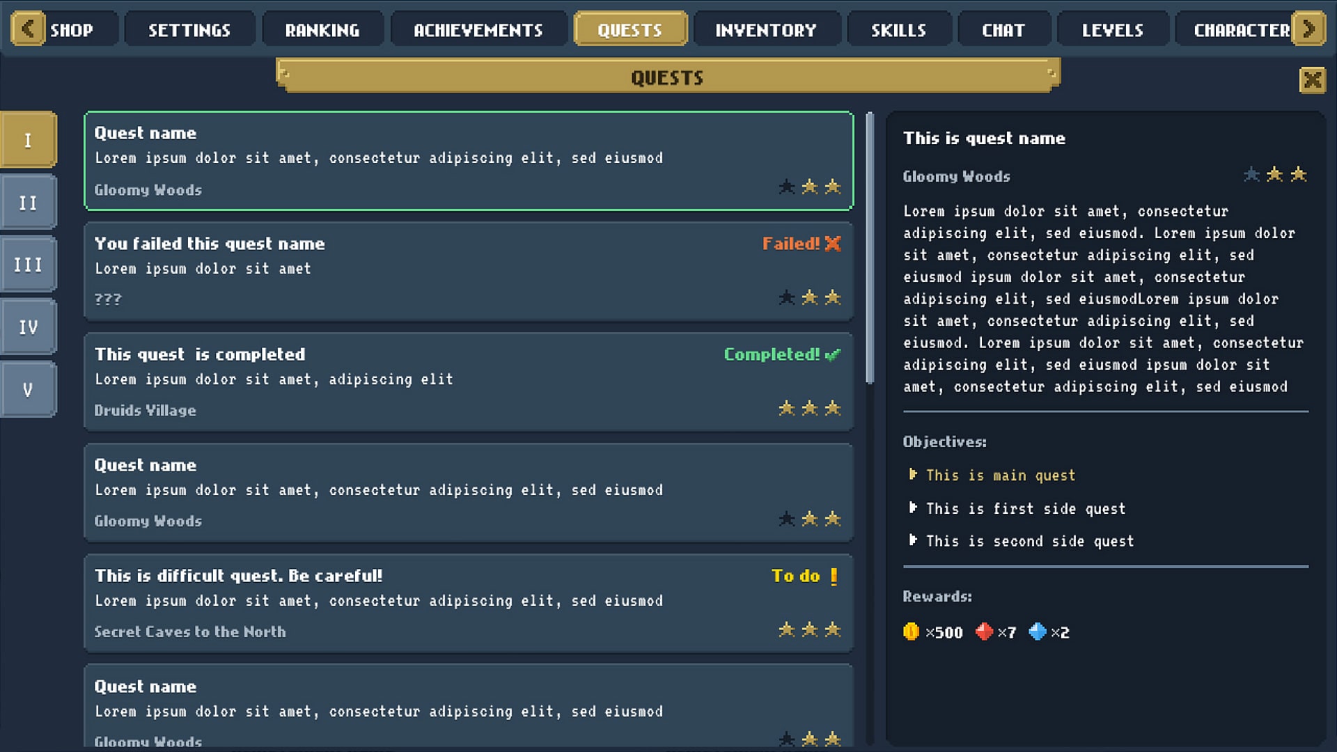 Pixel Art GUI / UI Kit - RPG pack + 132 unique icons + psd, ai sources ...