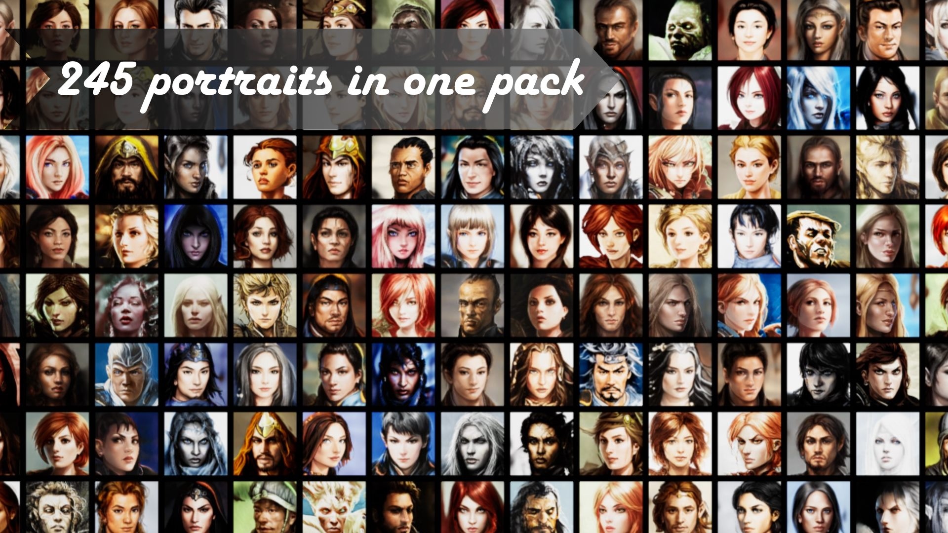 Fantasy Portrait Pack -- 245 Unique RPG Character Art Icons in 2D ...