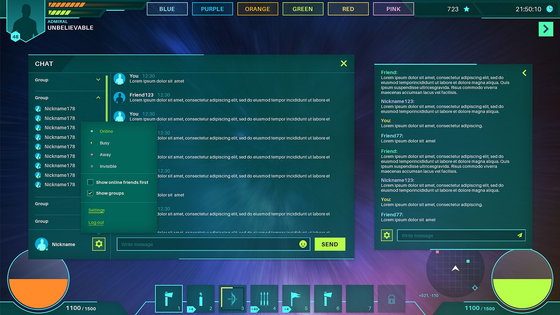 Scifi / Modern flat themed GUI / UI kit - 6 themes + PSD, AI sources：2D ...