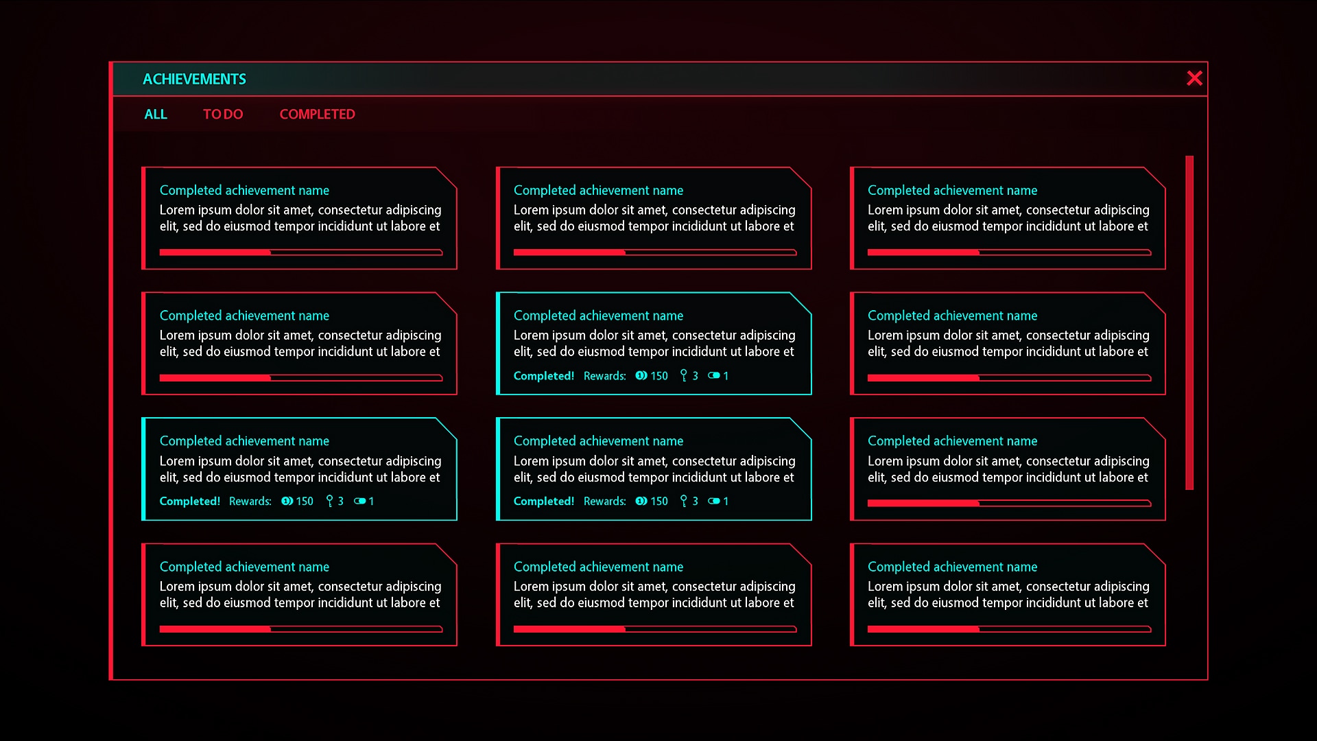 Cyberpunk complete GUI / UI Kit - 86 widgets, over 1300 PNG, editable ...
