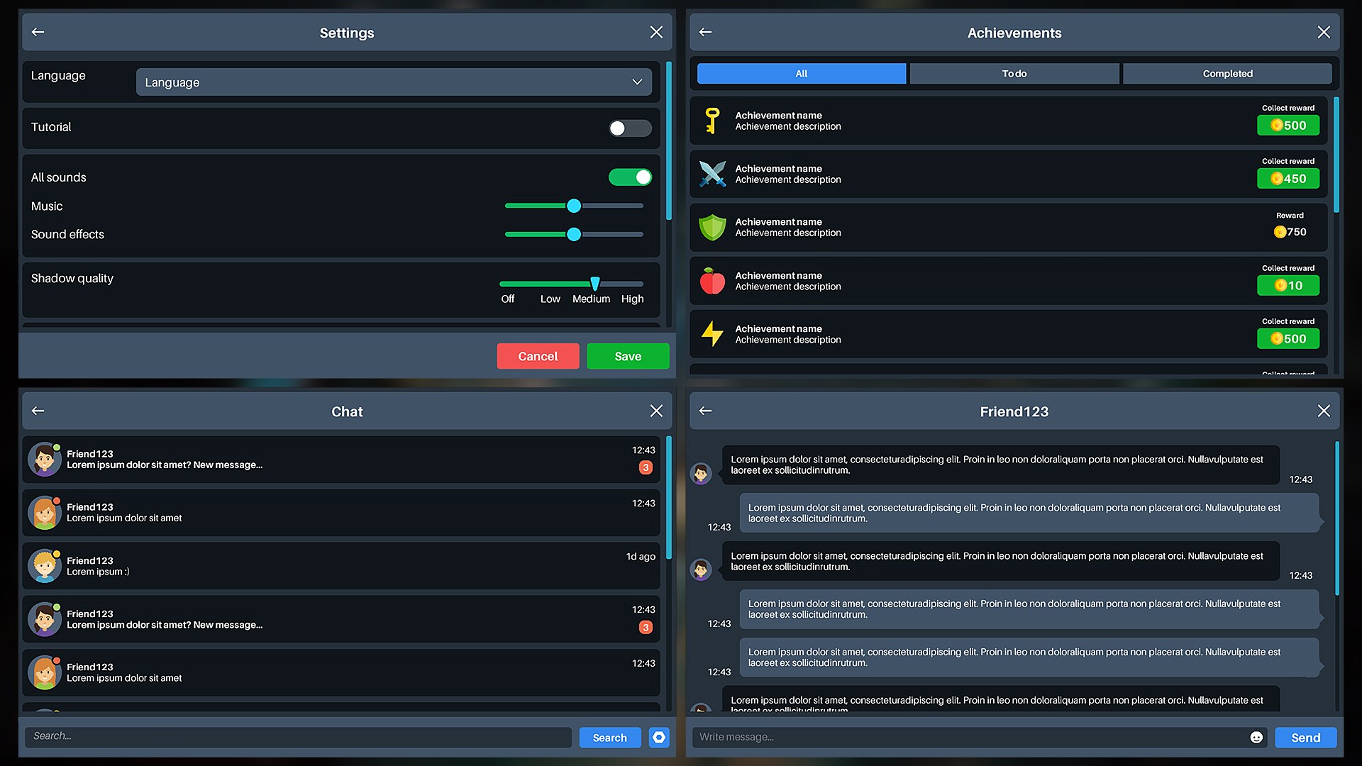 Dark GUI / UI / Main Menu Pro KIT - complete solution in 2D Assets - UE ...
