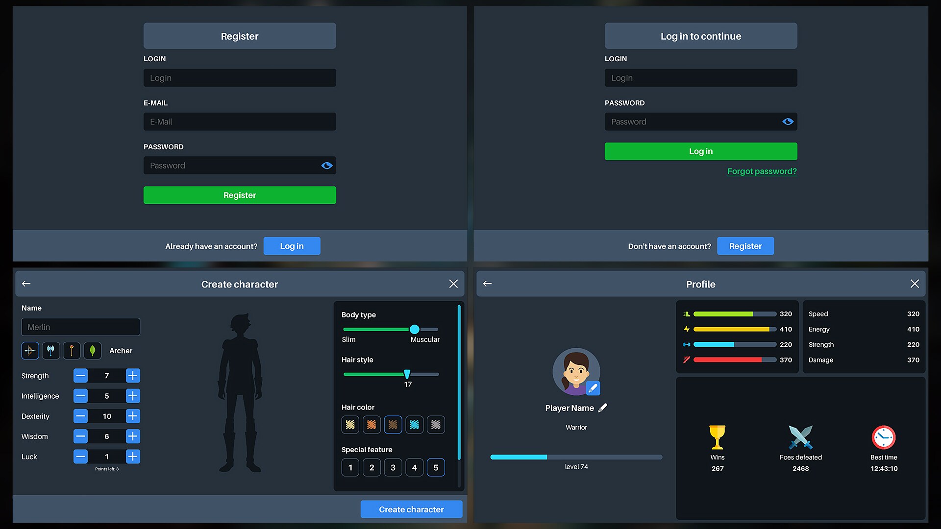 Dark GUI / UI / Main Menu Pro KIT - complete solution in 2D Assets - UE ...