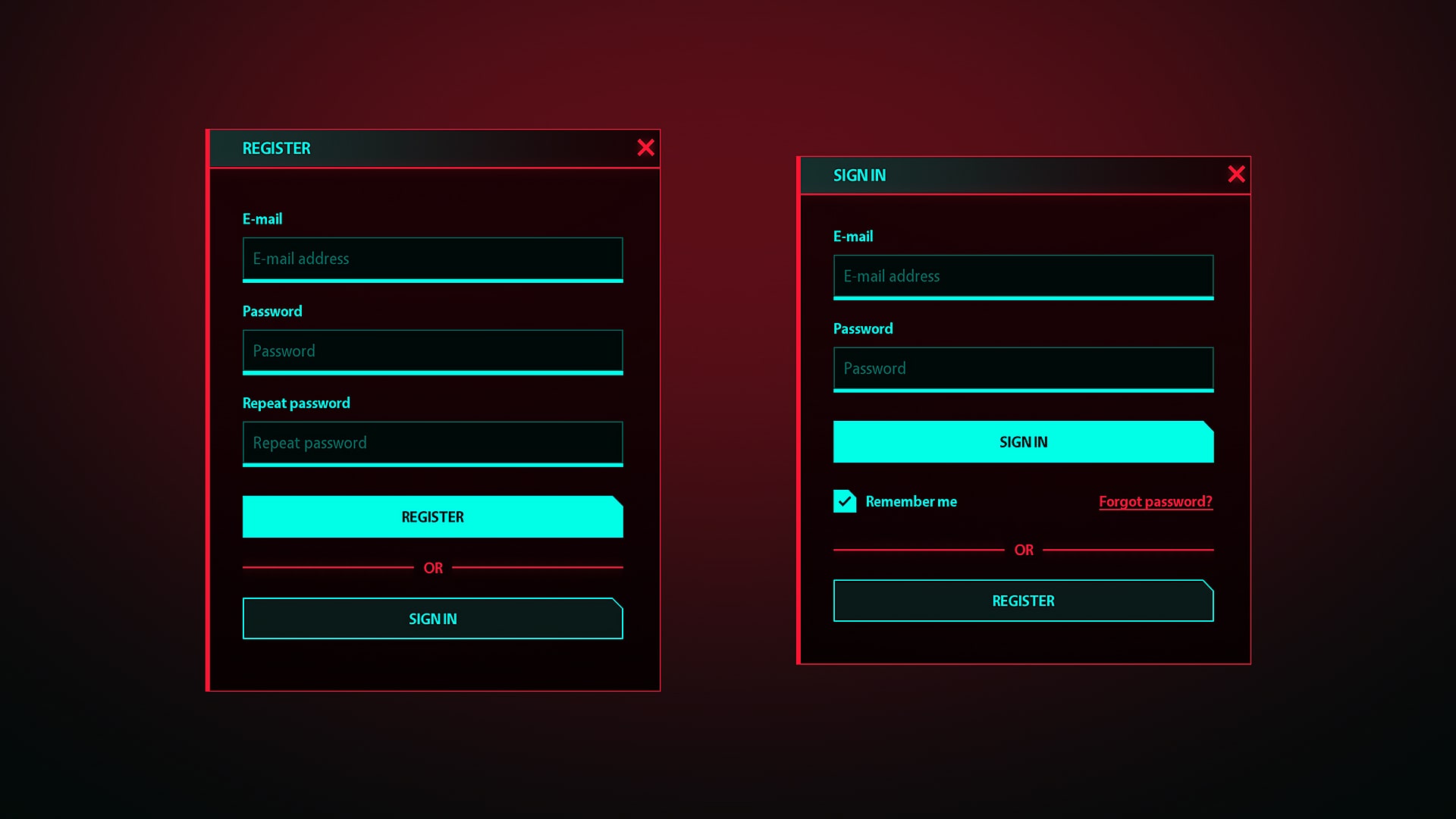 Cyberpunk complete GUI / UI Kit - 86 widgets, over 1300 PNG, editable ...