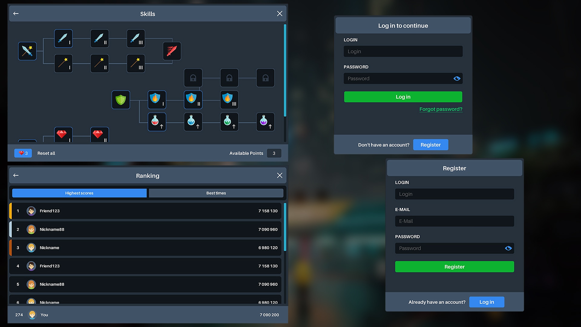 Dark Gui Ui Main Menu Pro Kit Complete Solution In 2d Assets Ue