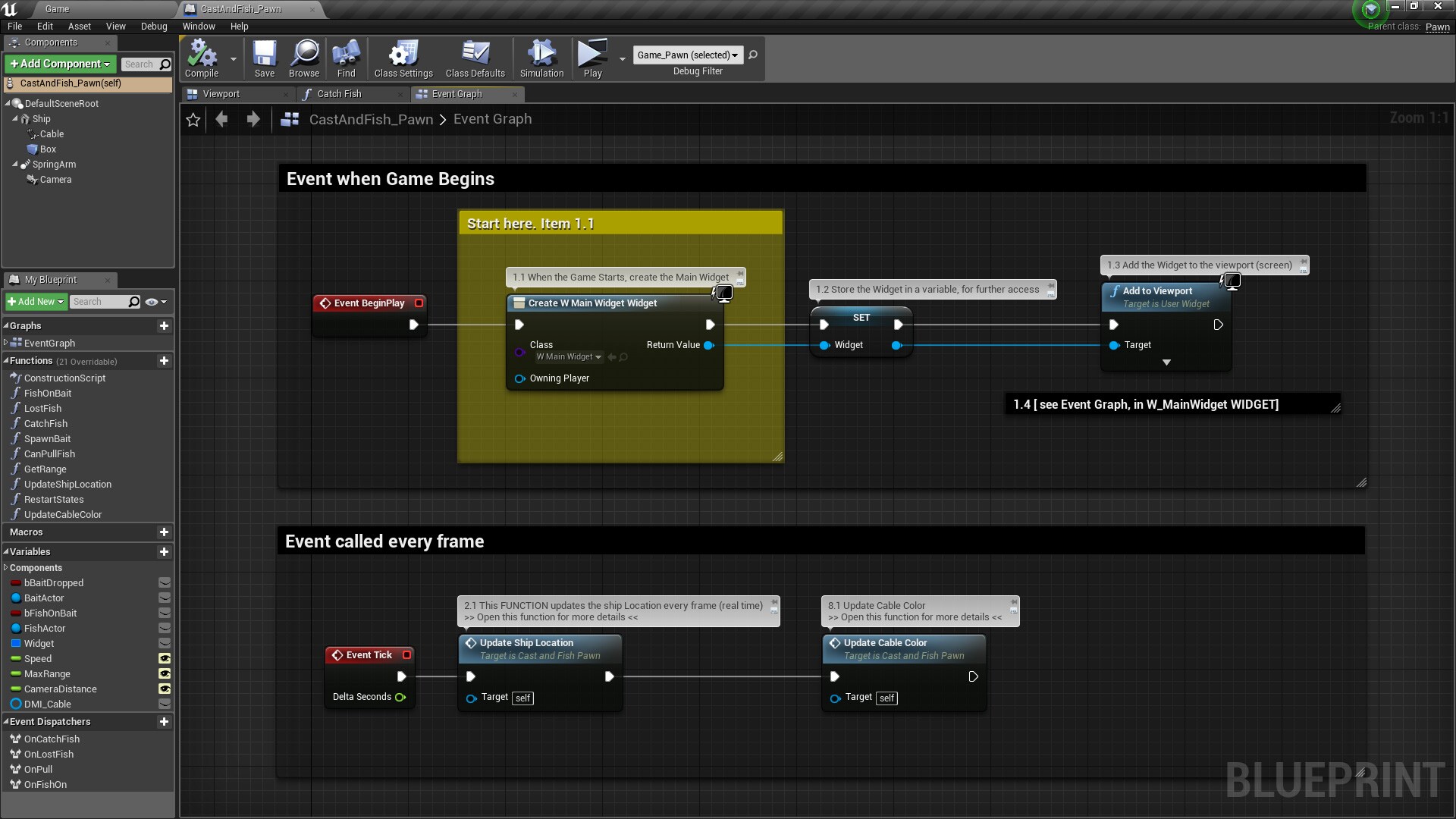 Cast and Fish in Blueprints - UE Marketplace