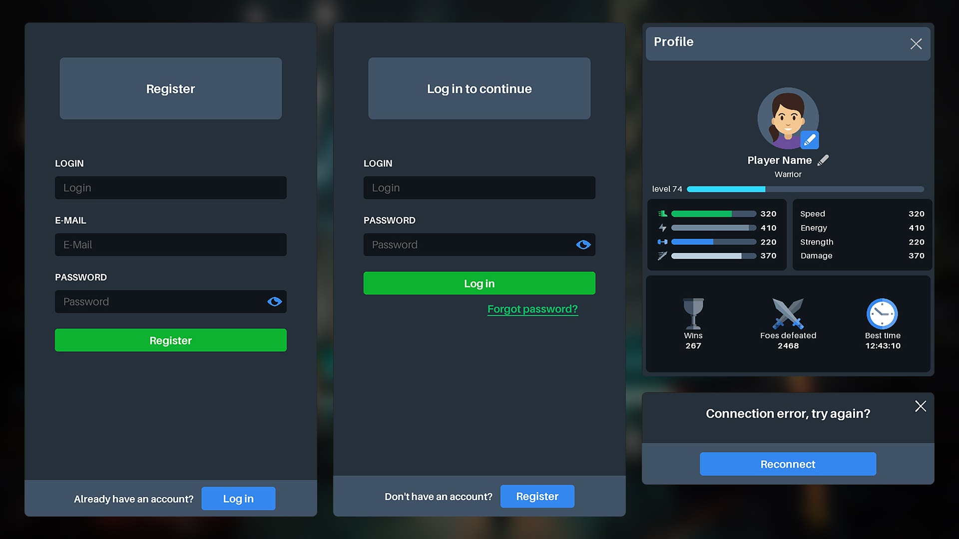 Dark Gui Ui Main Menu Pro Kit Complete Solution In 2d Assets Ue