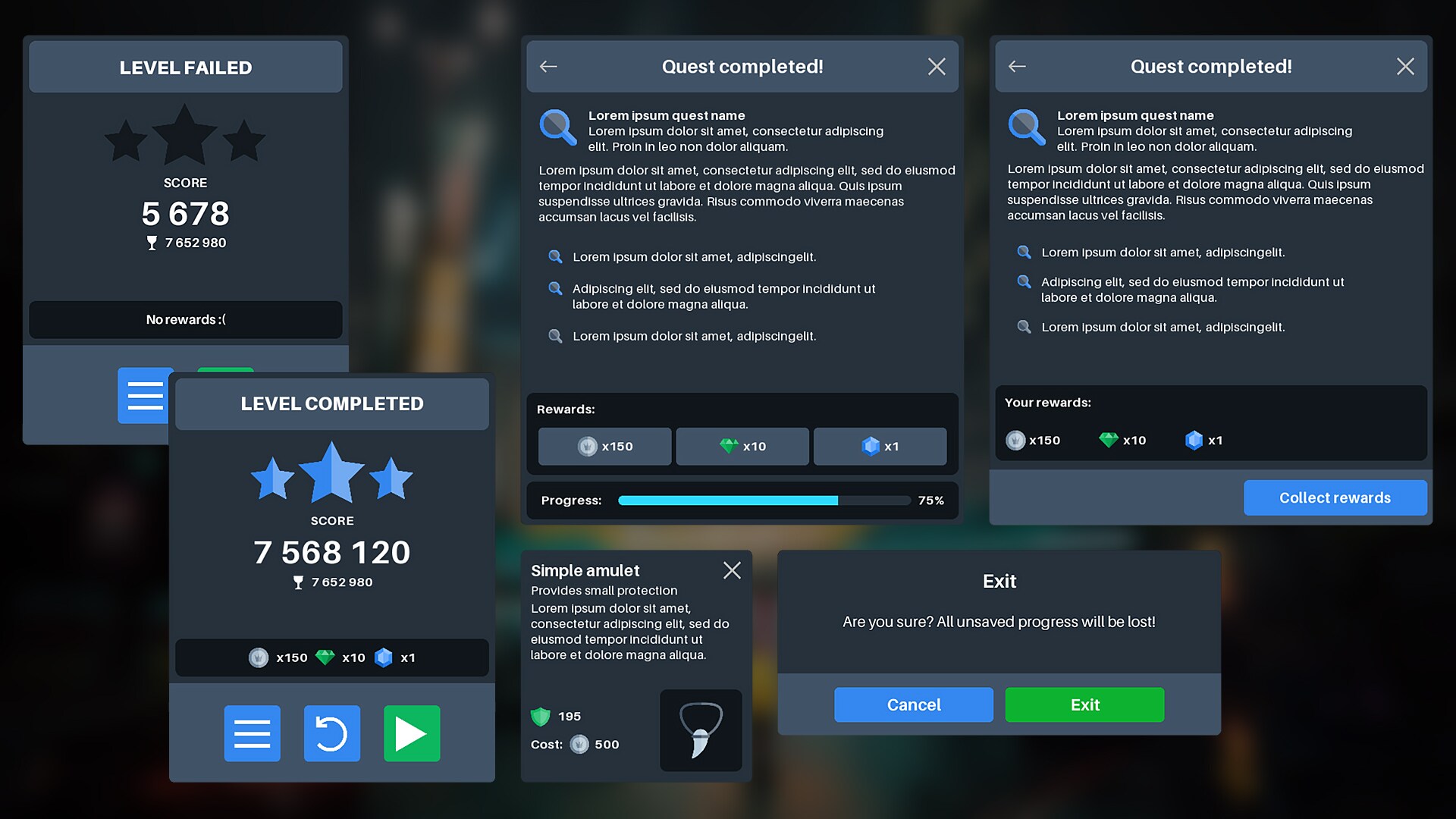 Dark GUI / UI / Main Menu Pro KIT - complete solution in 2D Assets - UE ...