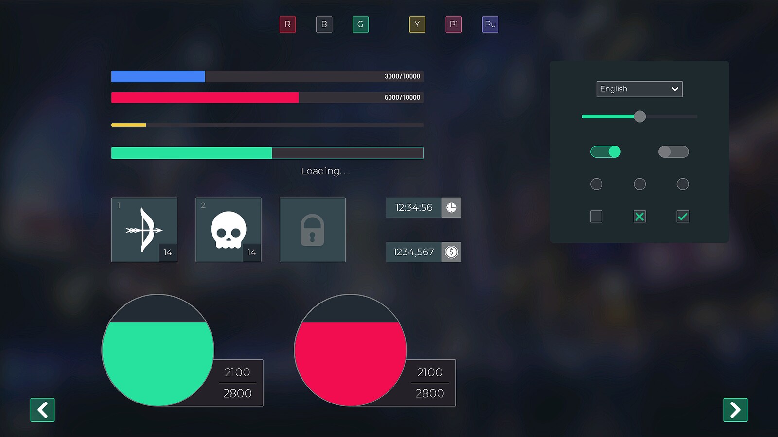 Flat Dark GUI / UI Kit - 5 color themes! in 2D Assets - UE Marketplace