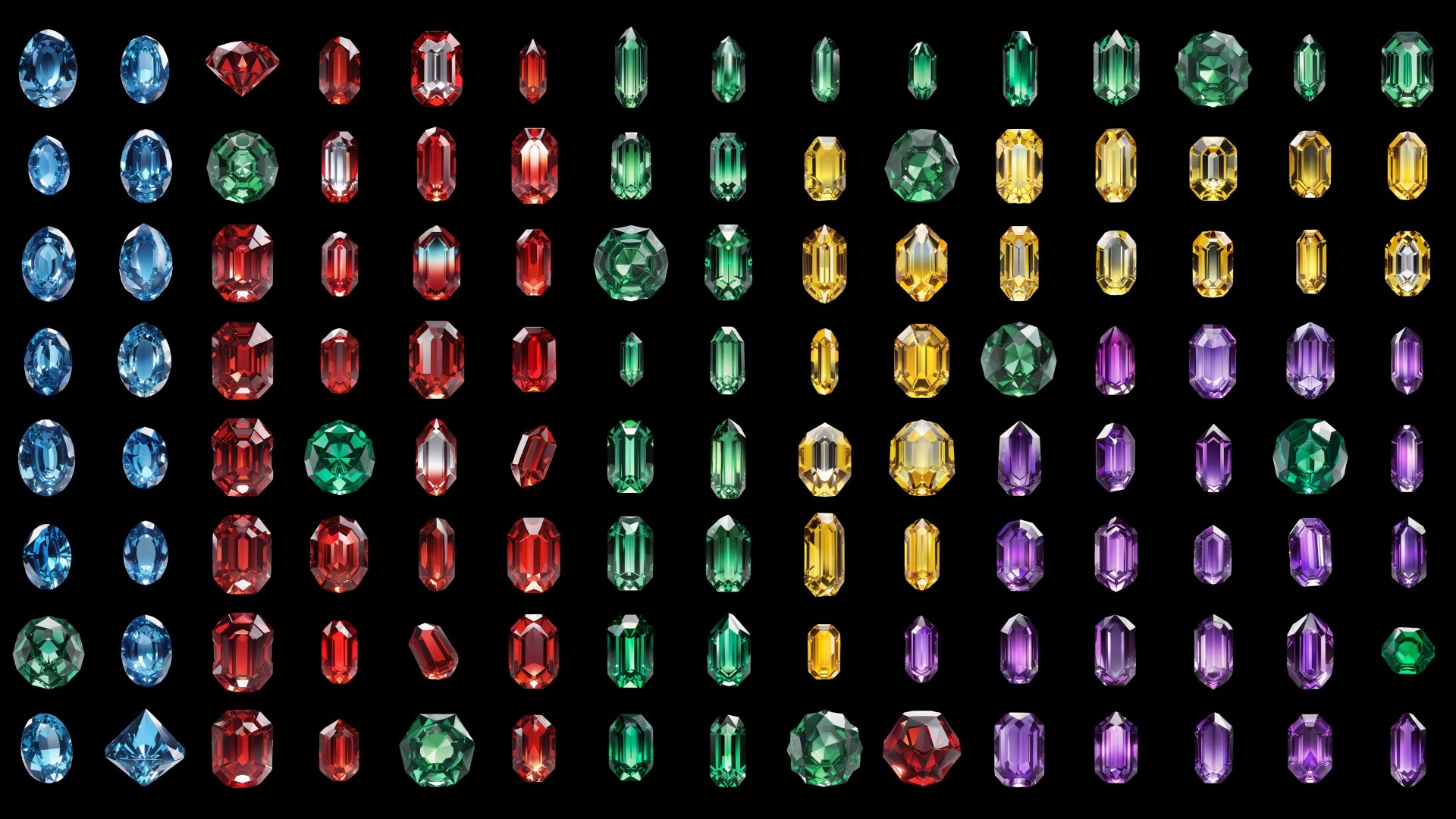 在二维资源创建的Hi-Def Jewels Pack 1 - 1000 Sprites - 虚幻引擎商城