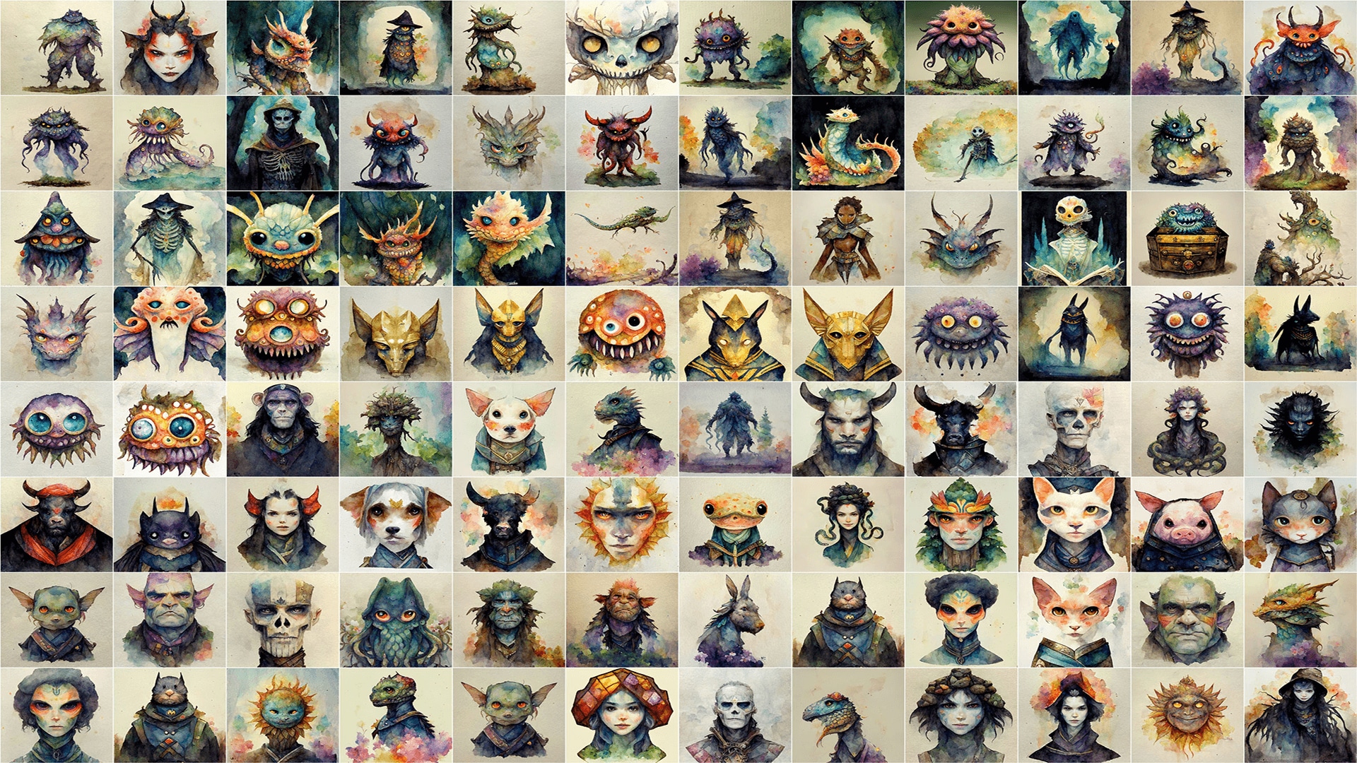 Watercolor Icons 2 - Monsters & Animals - Fantasy & RPG themed Icons in ...