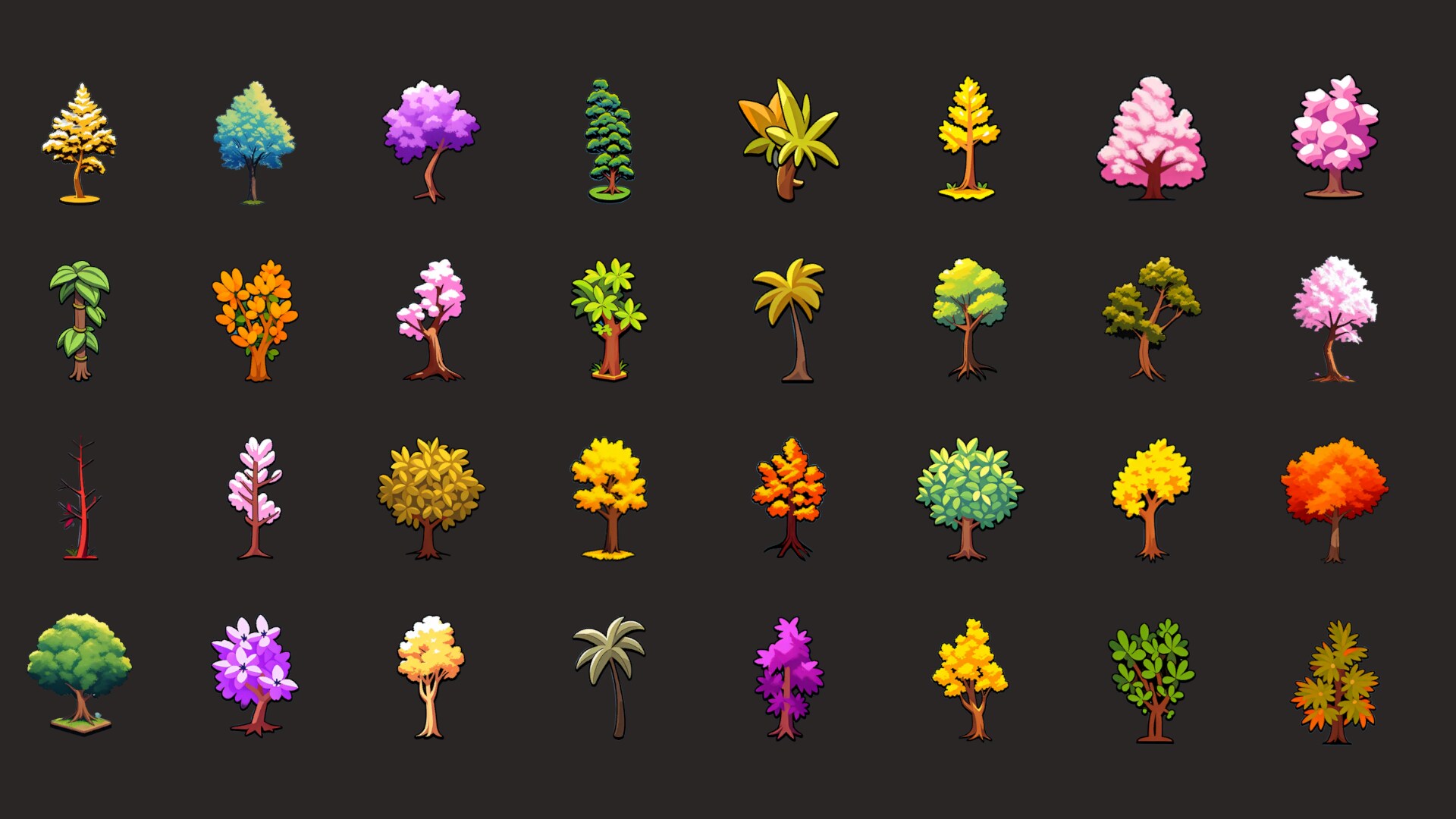 Toon Trees Pack in 2D Assets - UE Marketplace